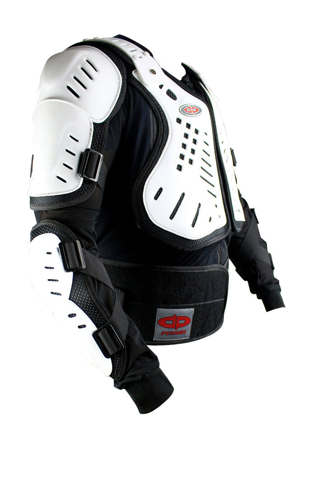 Perrini White CE Approved Full Body Armor Motorcycle Jacket Spine Prot ...